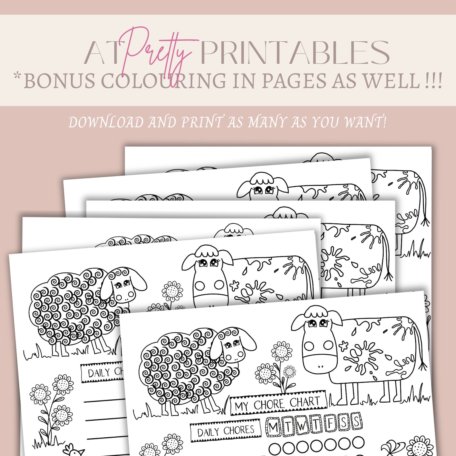 Farm Animals Kids Printable Chore Chart, Bundle, Weekly Routine ...