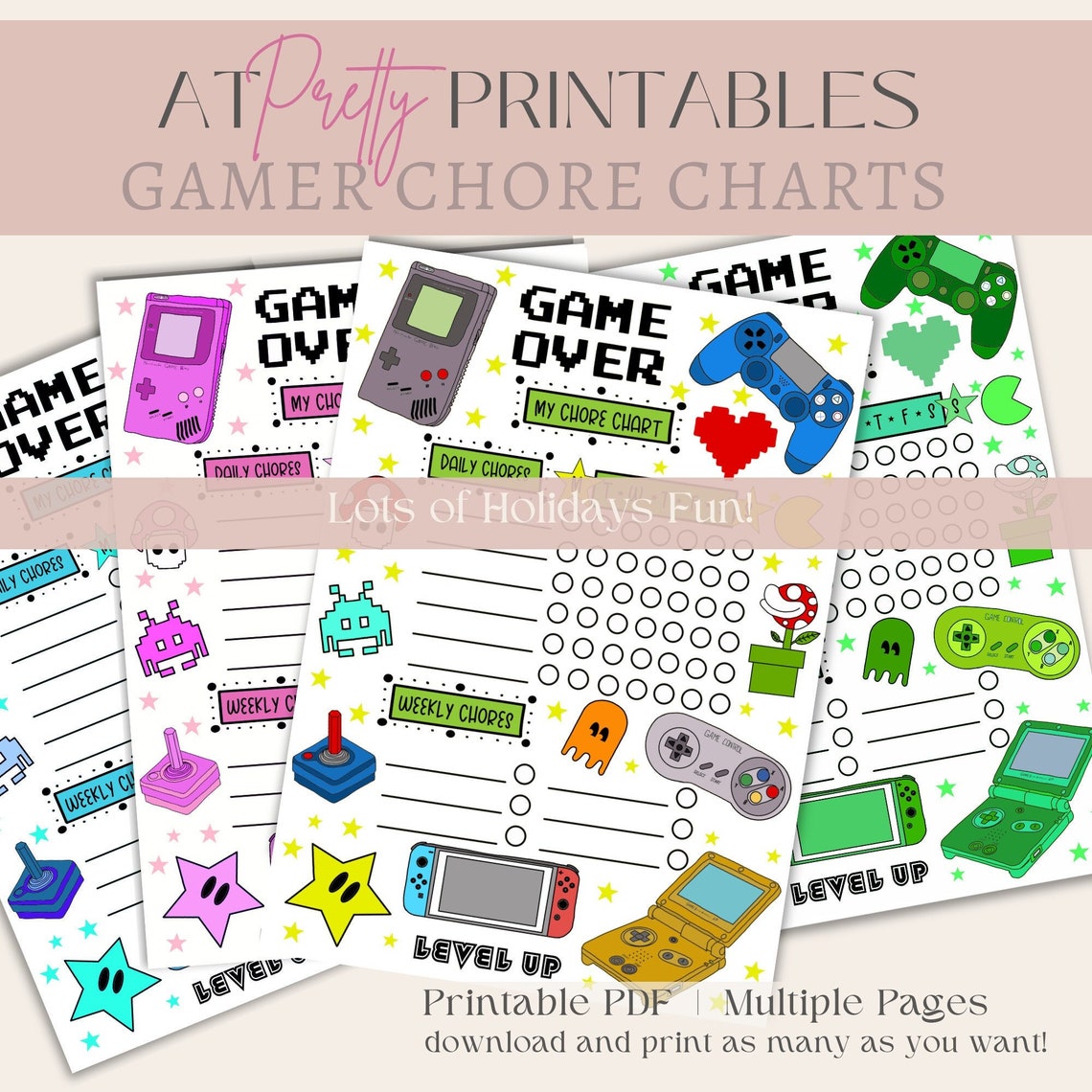 Gamer Kids Printable Chore Chart, Daily,bundle, Weeklyroutine Checklist ...