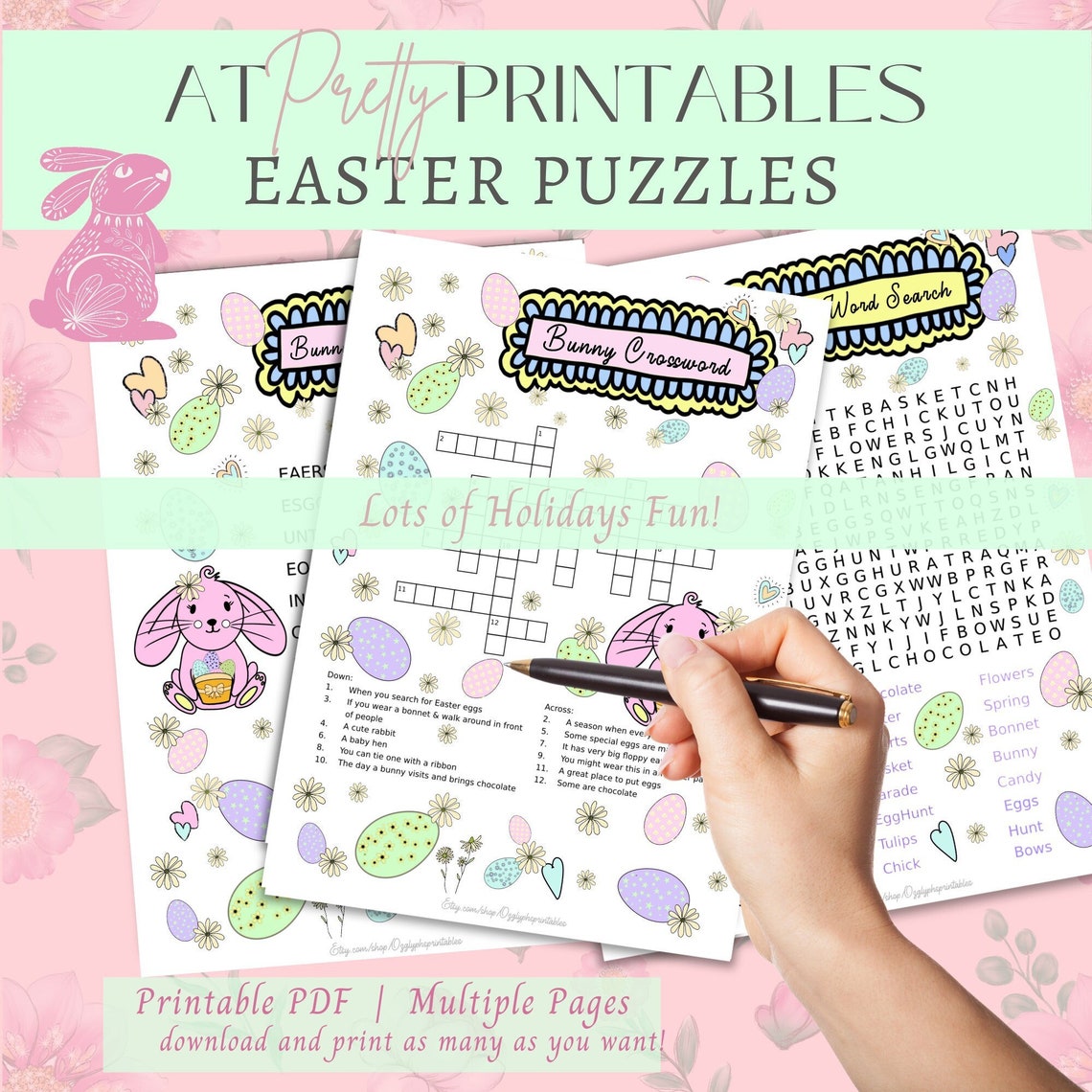 Easter Activity Bundle, Kids Printable Puzzles Bundle, Easter Printable ...