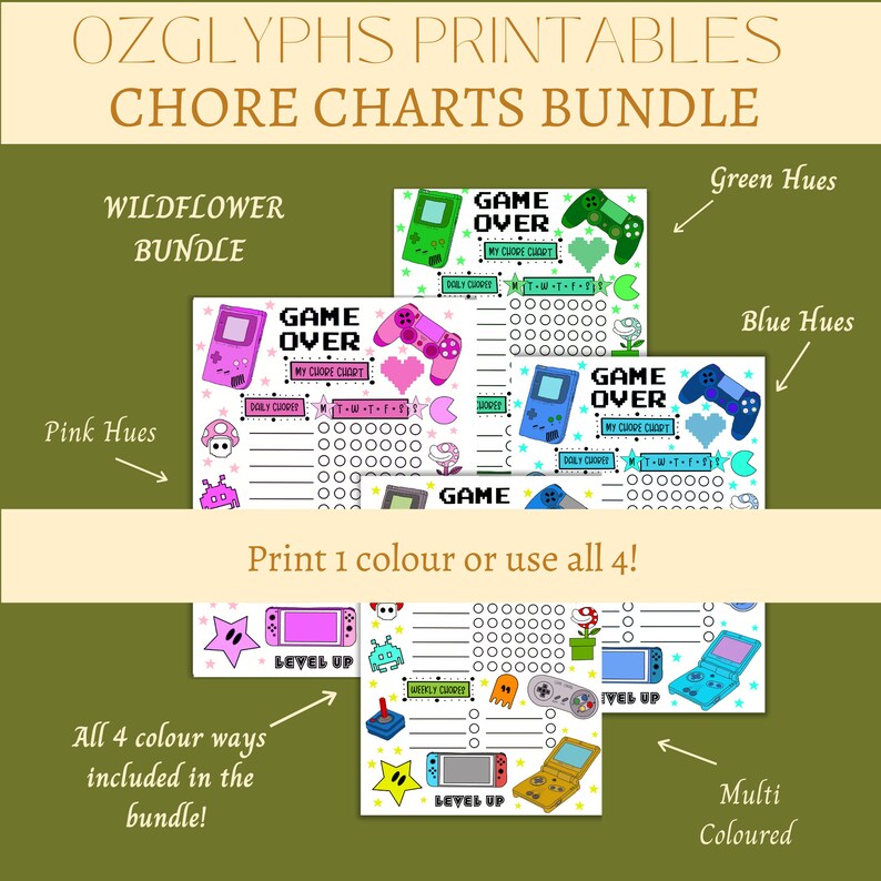 Gamer Kids Printable Chore Chart Dailybundle Weeklyroutine - Etsy