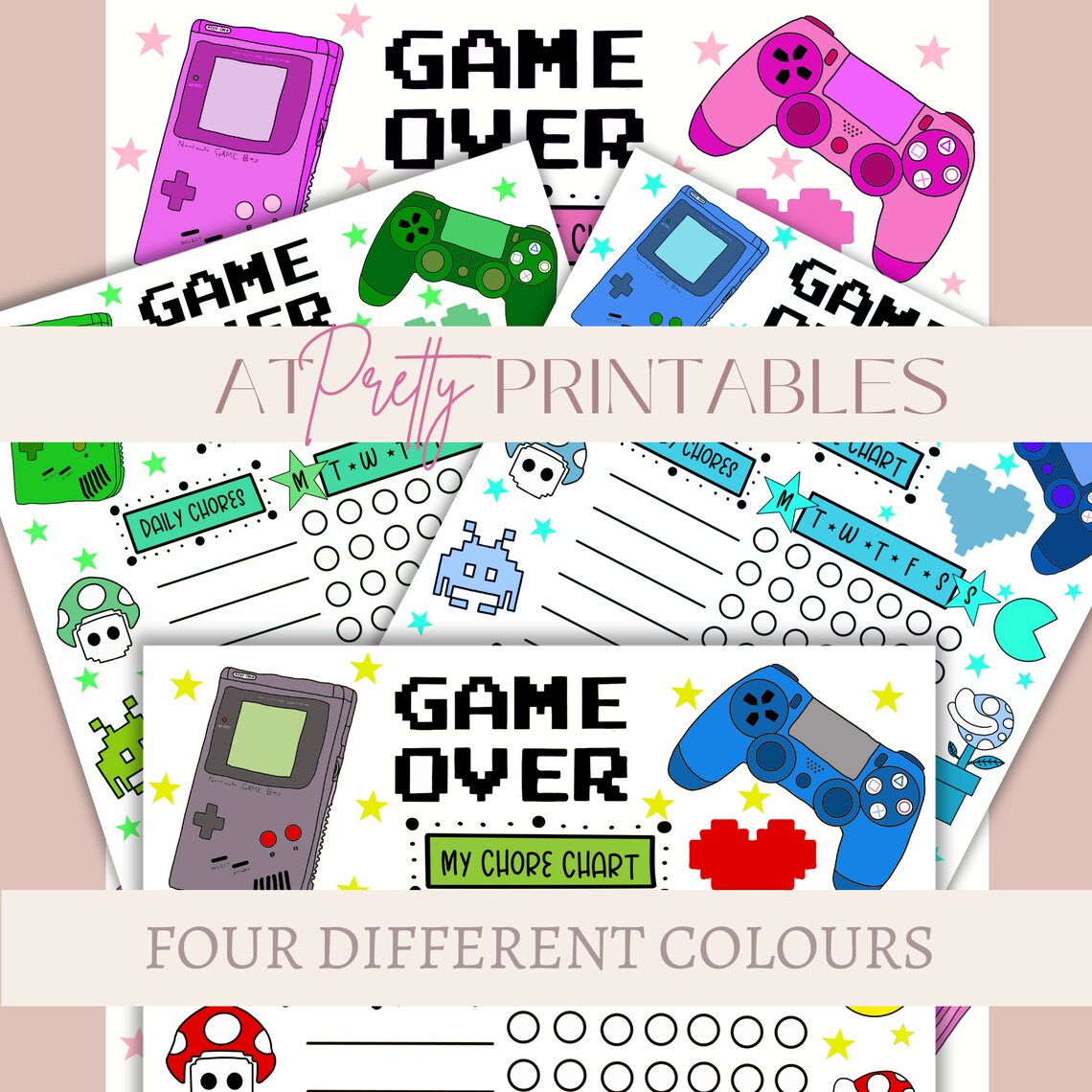 Gamer Kids Printable Chore Chart, Daily,bundle, Weeklyroutine Checklist ...