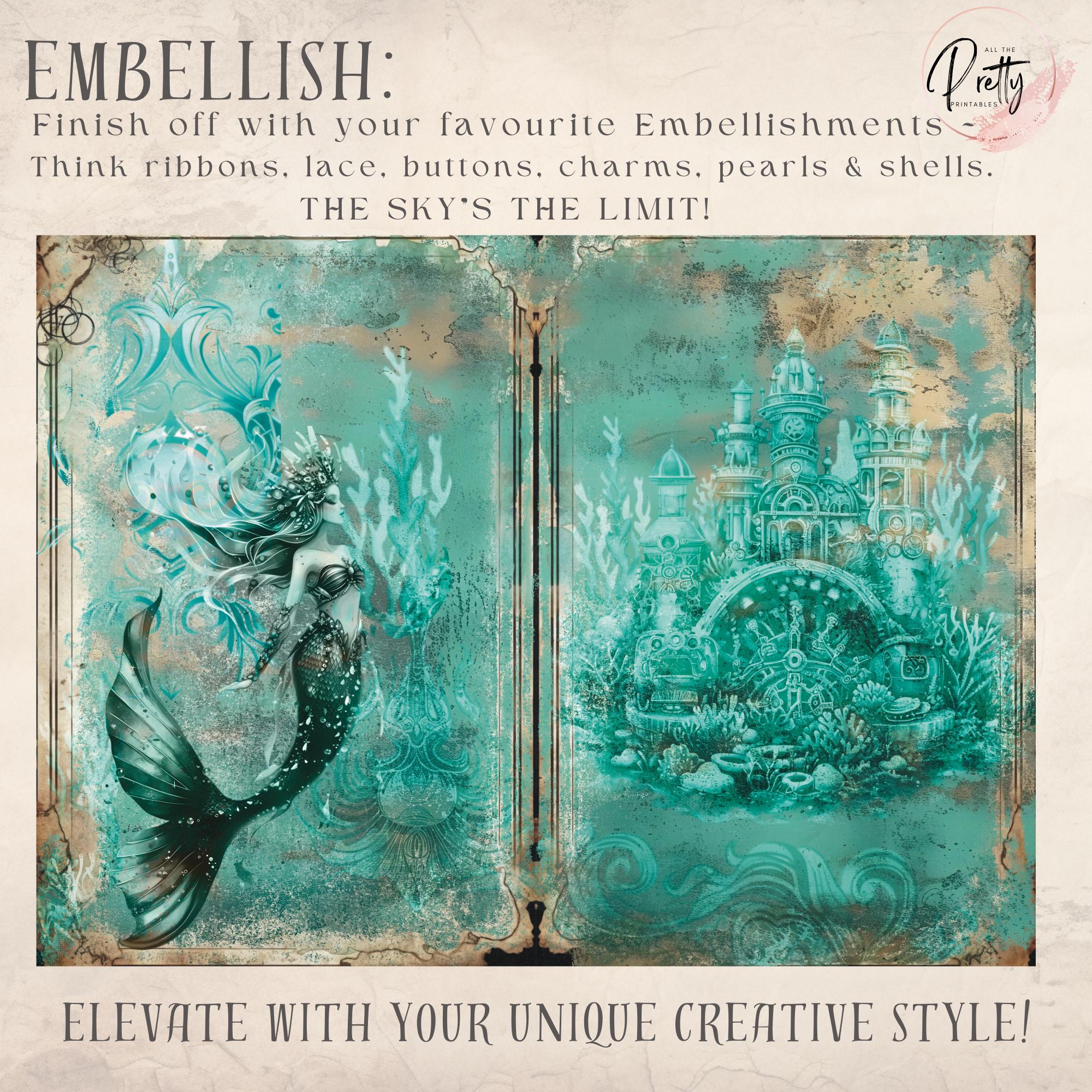 Enchanted Mermaid Junk Journal Kit Mermaid Digital Paper for ...