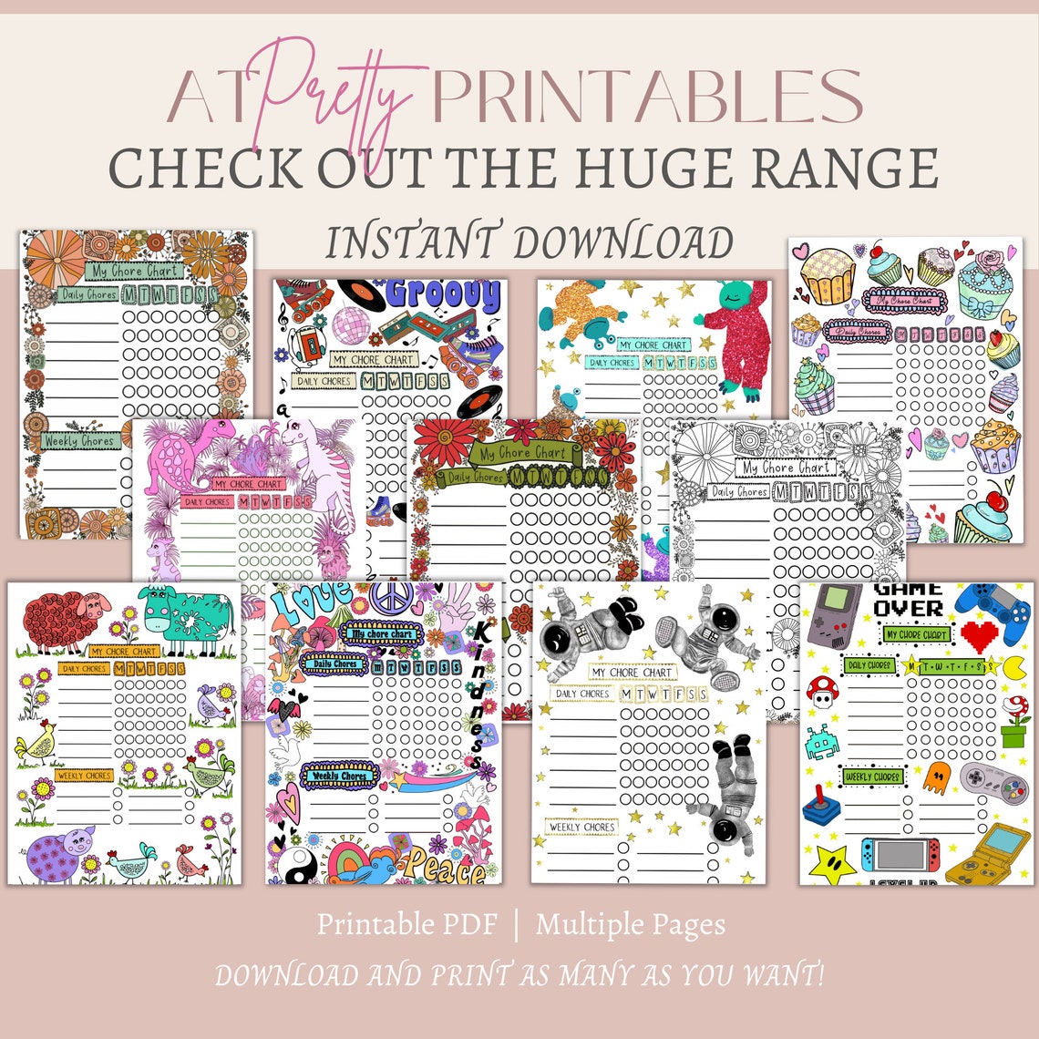 Farm Animals Kids Printable Chore Chart, Bundle, Weekly Routine ...