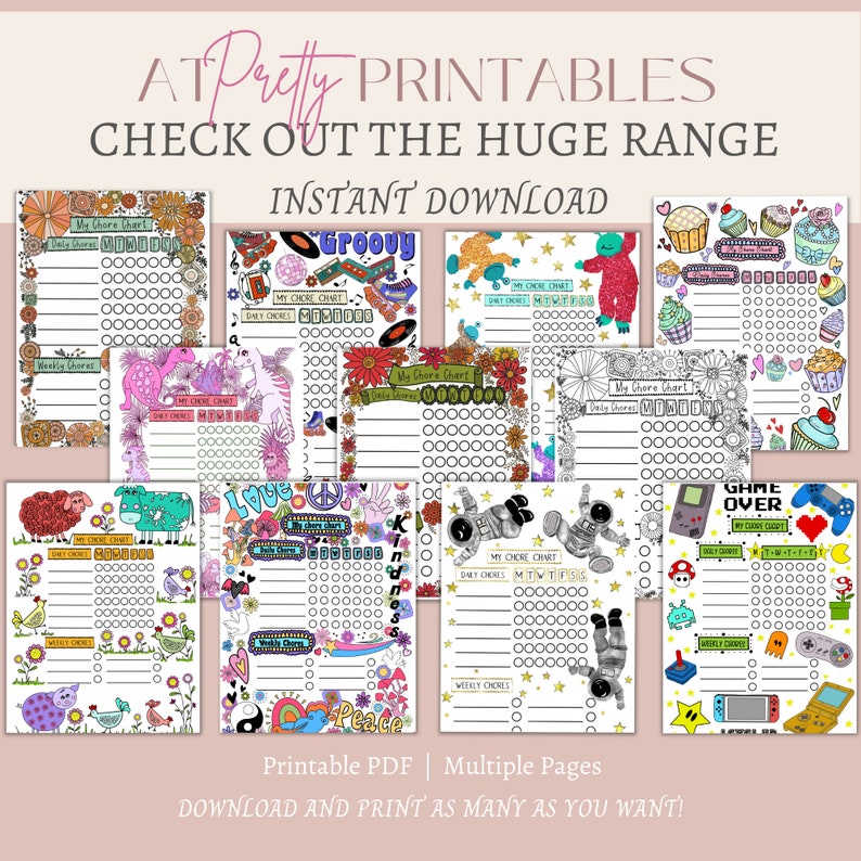 Farm Animals Kids Printable Chore Chart, Bundle, Weekly Routine ...