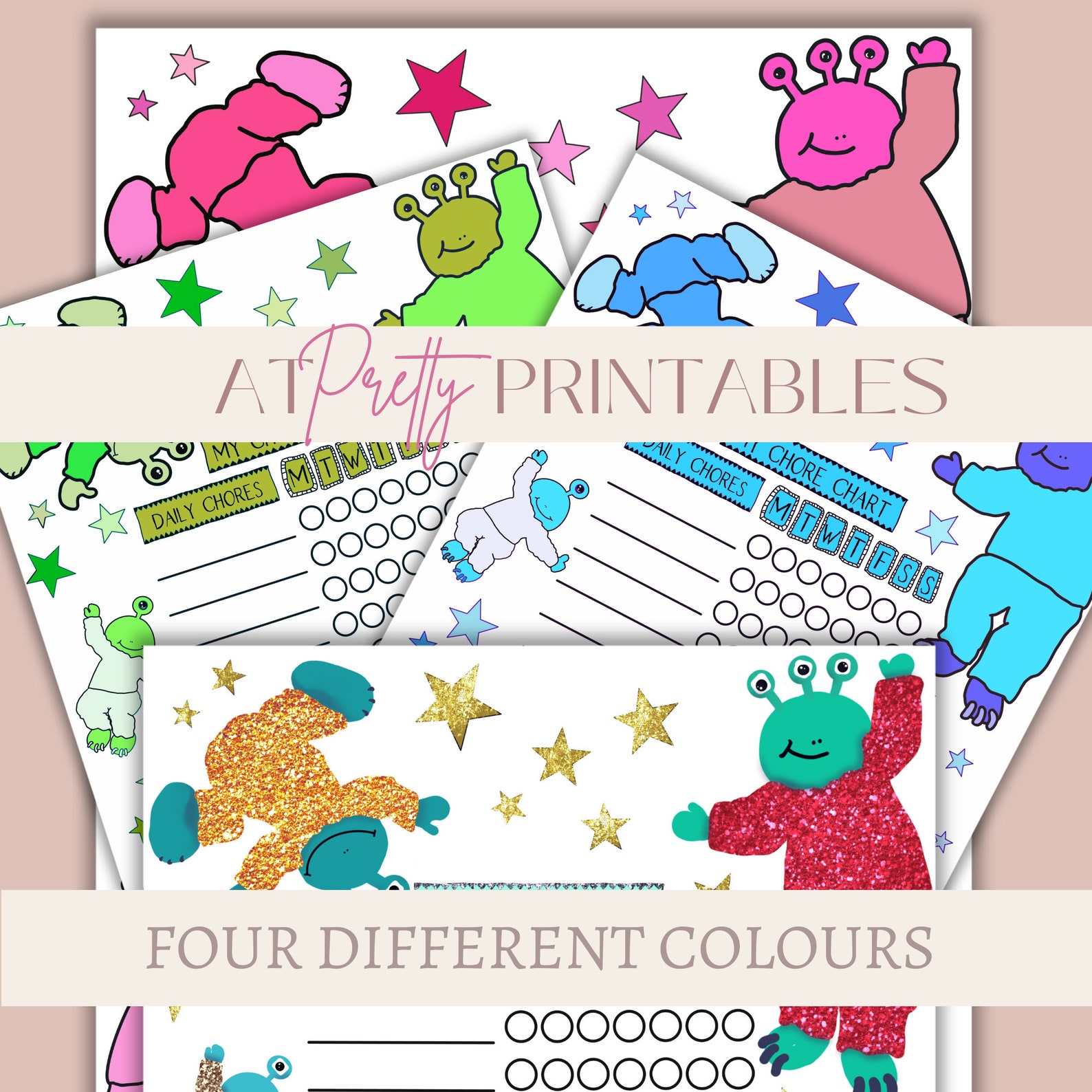 Alien Kids Printable Chore Chart, Daily,bundle, Weeklyroutine Checklist ...