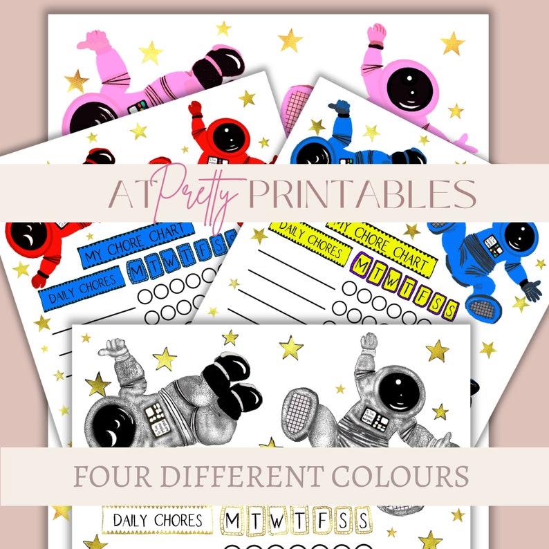 Astronaut Kids Printable Chore Chart, Daily,bundle, Weekly Routine ...
