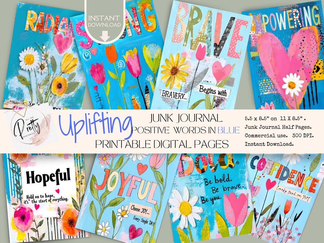 Positive Words Junk Journal Pages | Inspirational Quotes | Uplifting ...