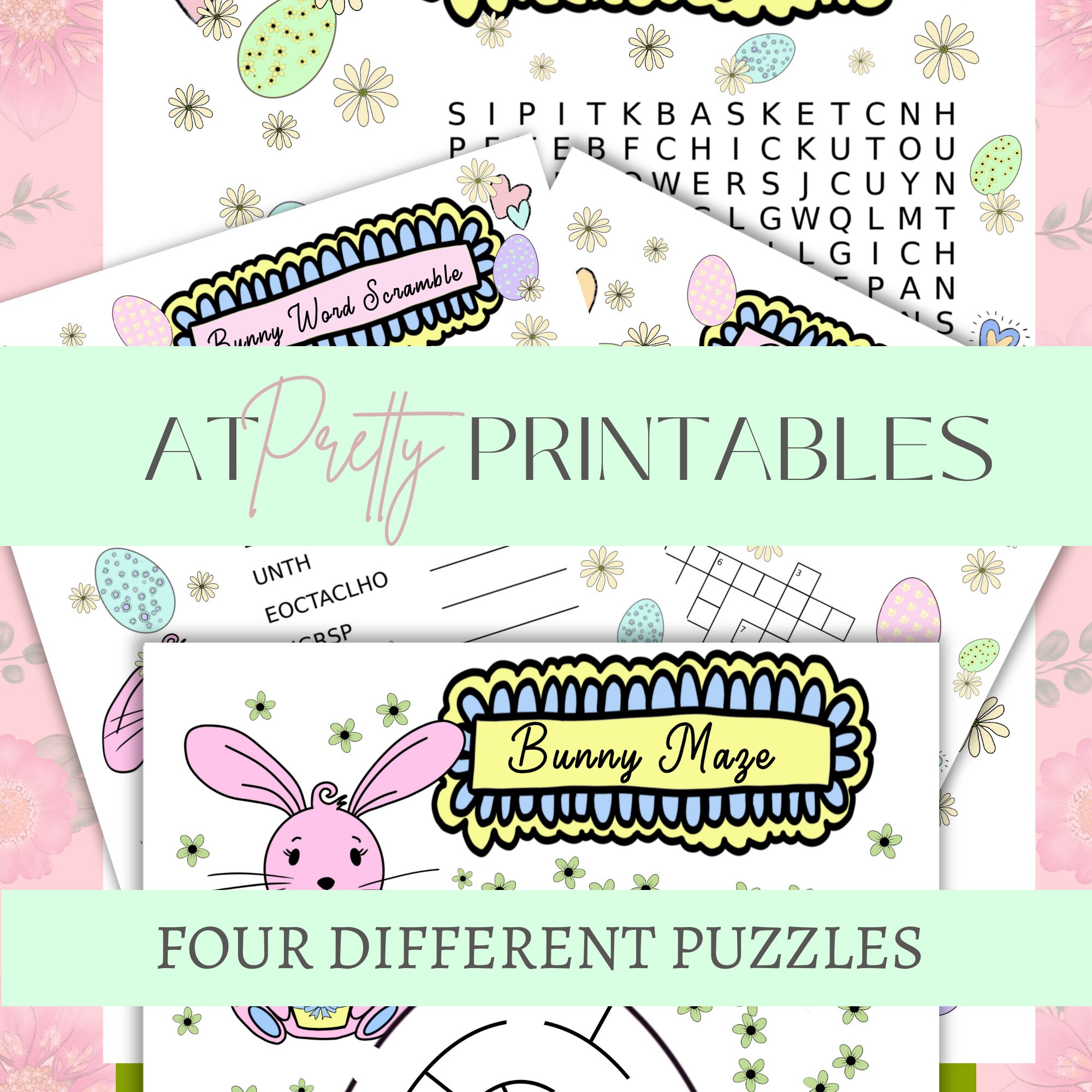 Easter Activity Bundle, Kids Printable Puzzles Bundle, Easter Printable ...
