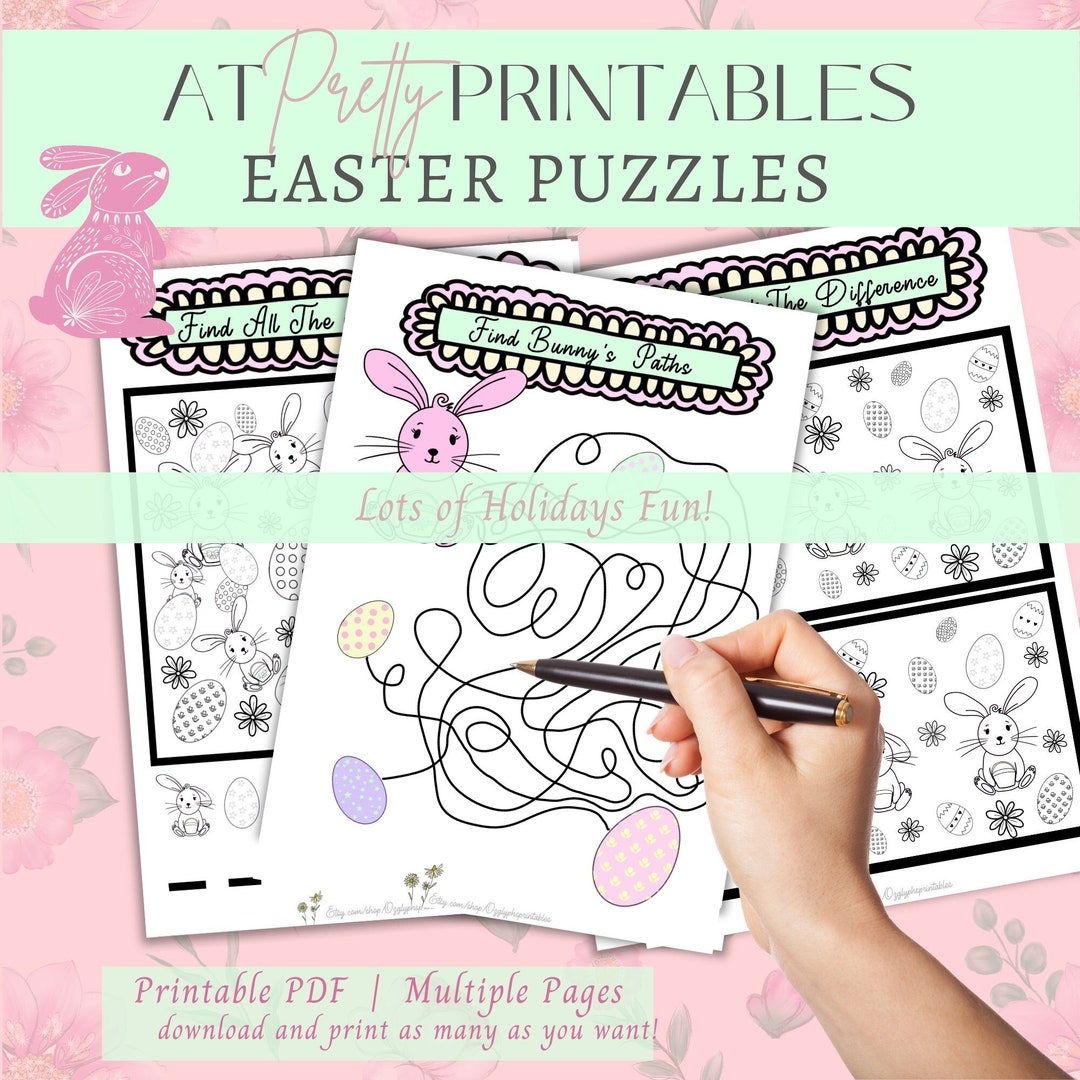 Easter Activity Bundle, Kids Printable Puzzles Bundle, Easter Printable ...