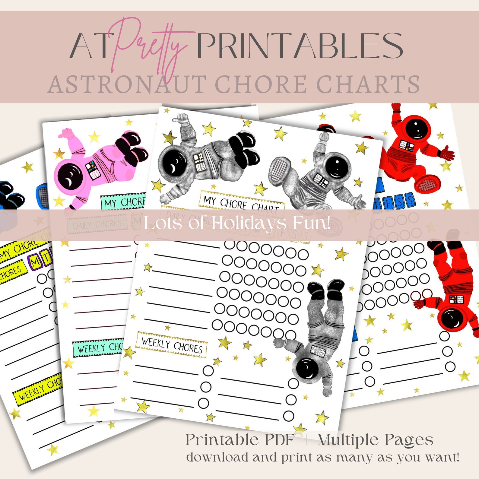 Astronaut Kids Printable Chore Chart, Daily,bundle, Weekly Routine ...