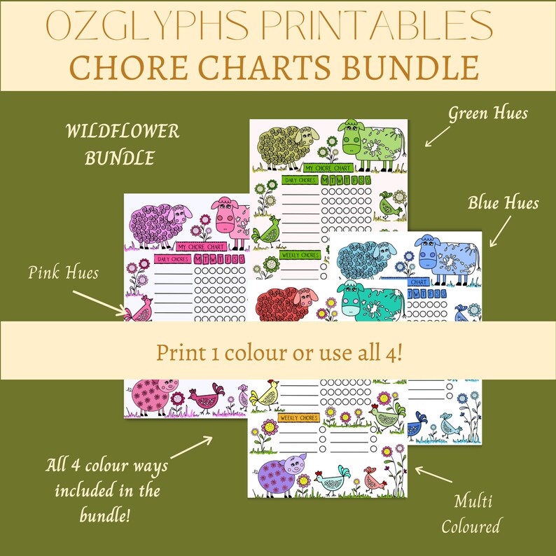 Farm Animals Kids Printable Chore Chart Bundle Weekly - Etsy