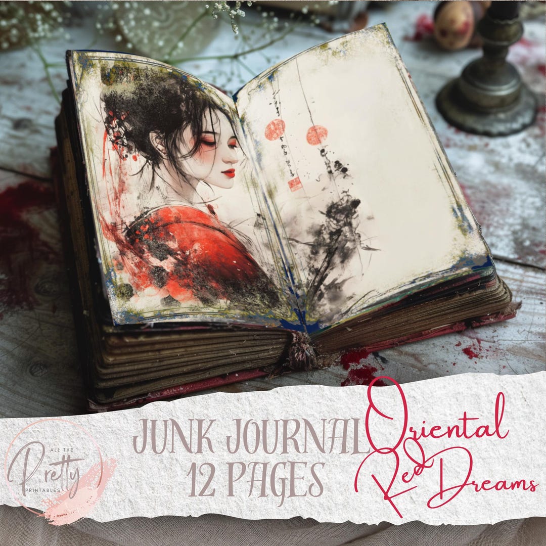 Junk Journal Printable Kit Vintage Red Oriental Style Digital Paper ...