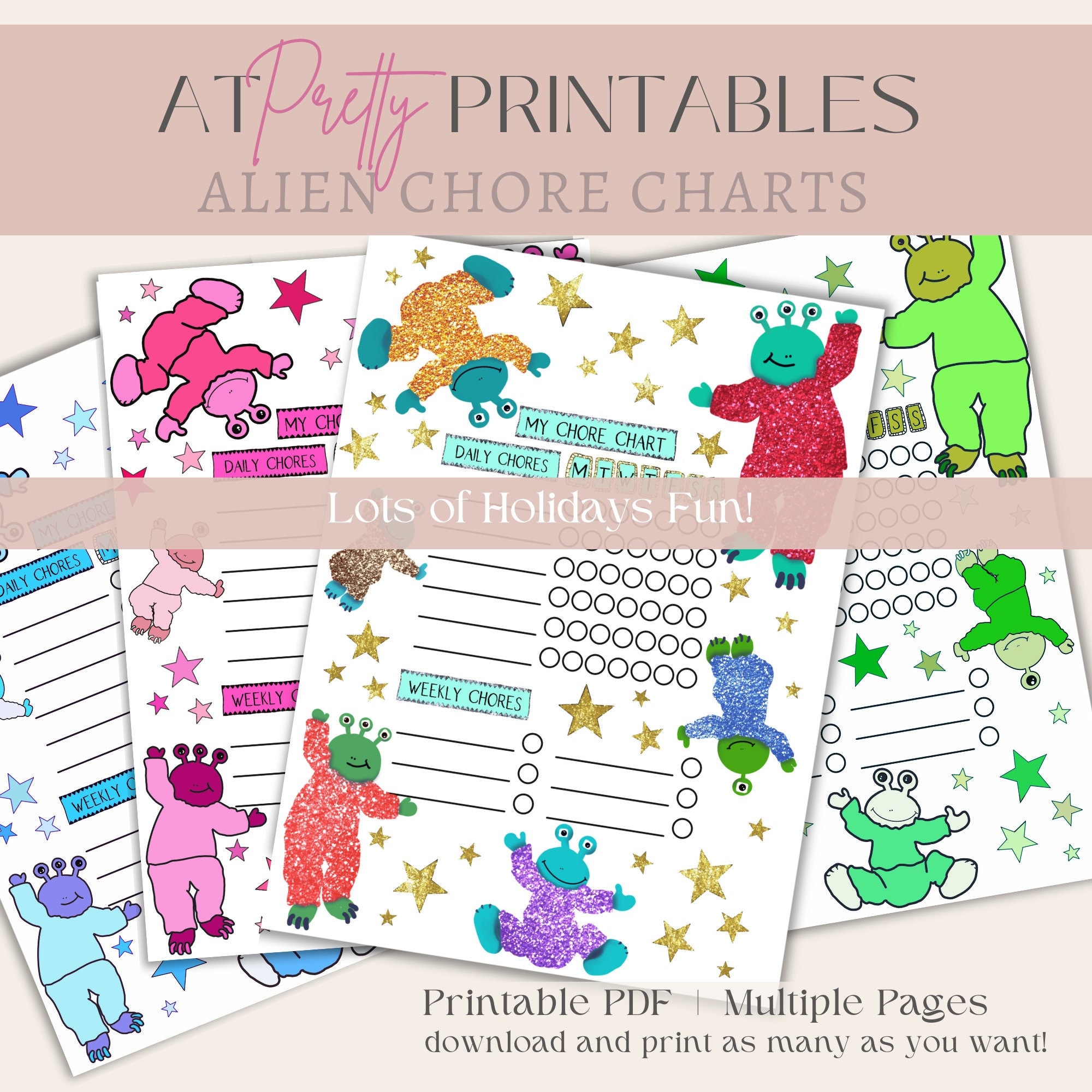 Alien Kids Printable Chore Chart, Daily,bundle, Weeklyroutine Checklist ...