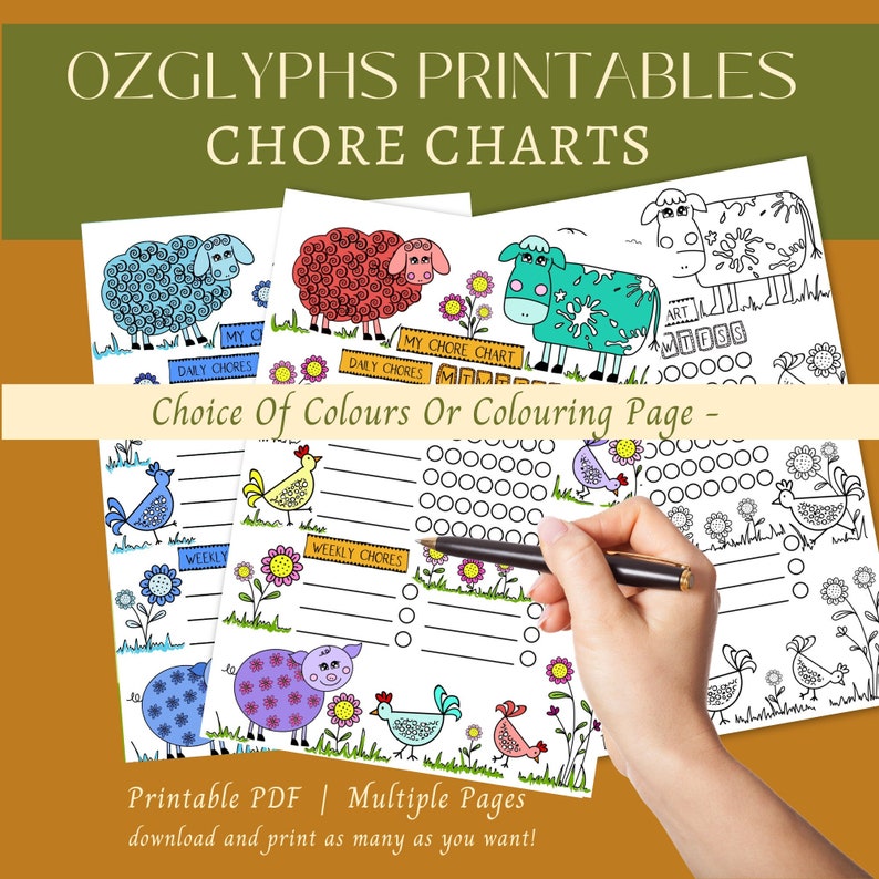 Farm Animals Kids Printable Chore Chart Bundle Weekly - Etsy