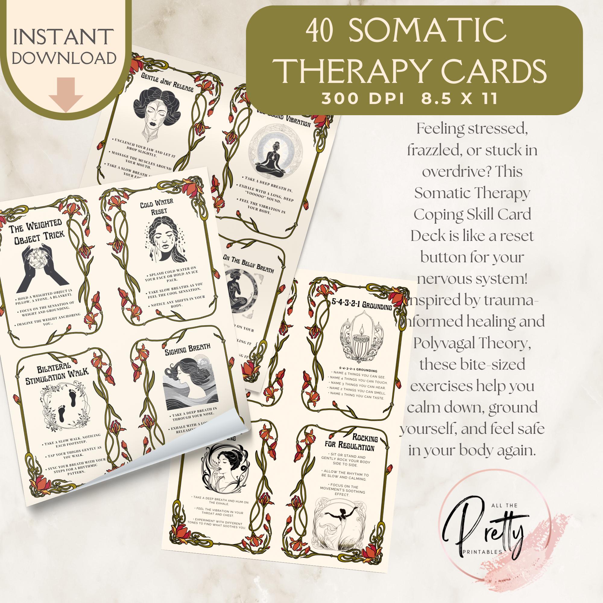 Art Nouveau 40 Somatic Therapy Coping Skill Cards for Nervous System ...