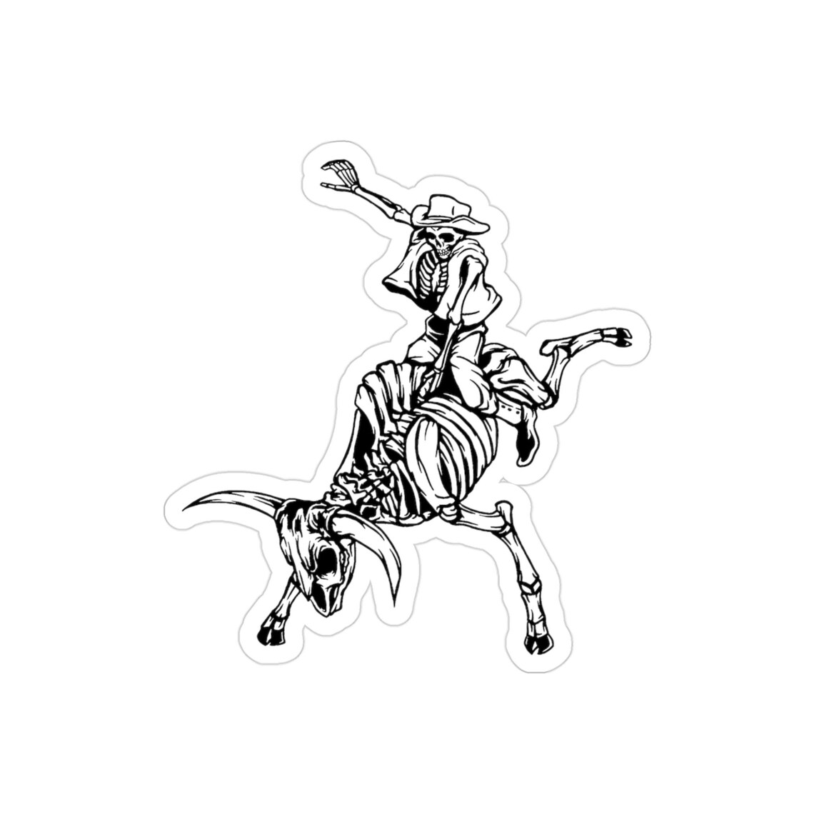 Skeleton Bull Rider, Transparent Outdoor Stickers, Die-cut, 1pc - Etsy