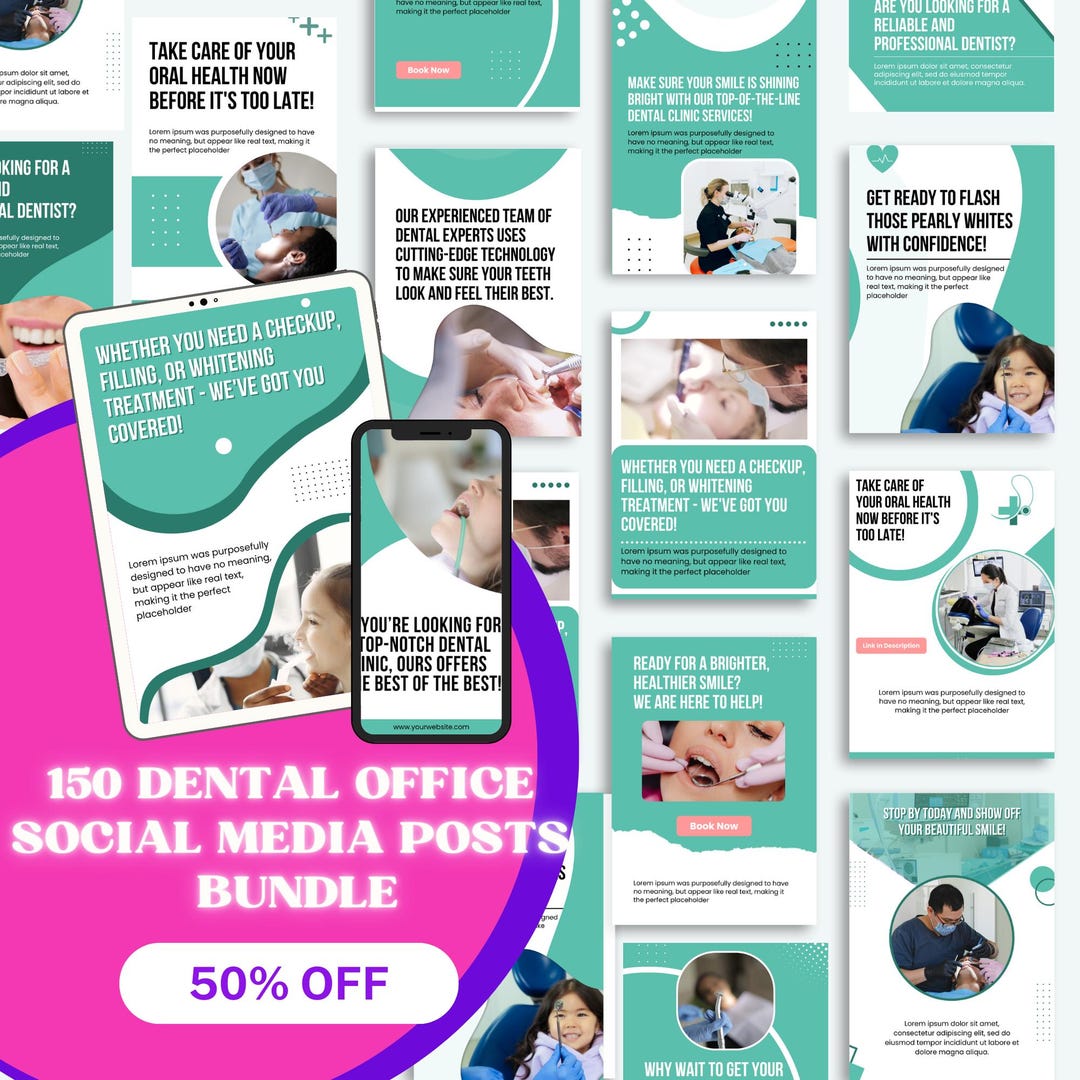 150 Dental Office Social Media Posts Bundle | Ready-to-use Content for ...