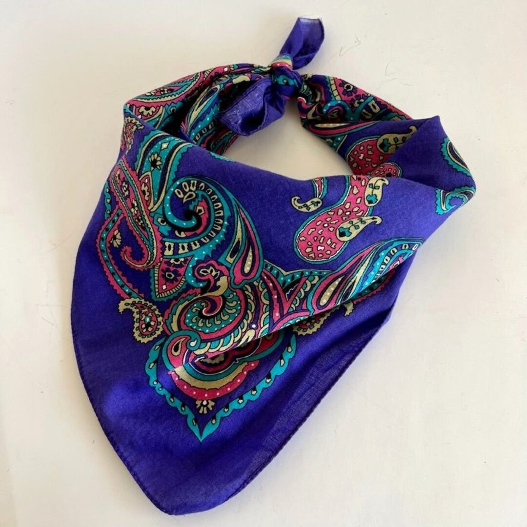 Vintage Purple Paisley Western Print Made in the USA Square Bandana ...