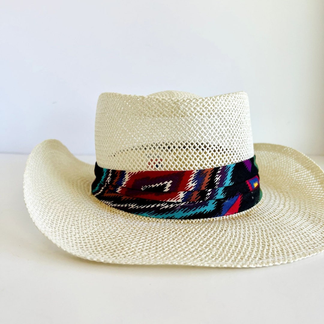 Vintage 80s Southwestern Wicker Wide Brim Summer Rancher Hat - Etsy