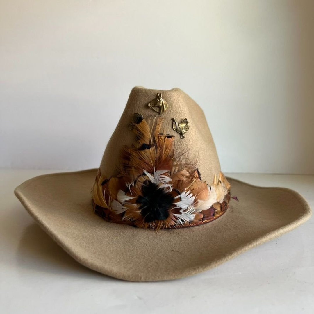 Rockmount Colorado High Stepper 100% Wool Feather & Western Pin Hat 6 5 ...