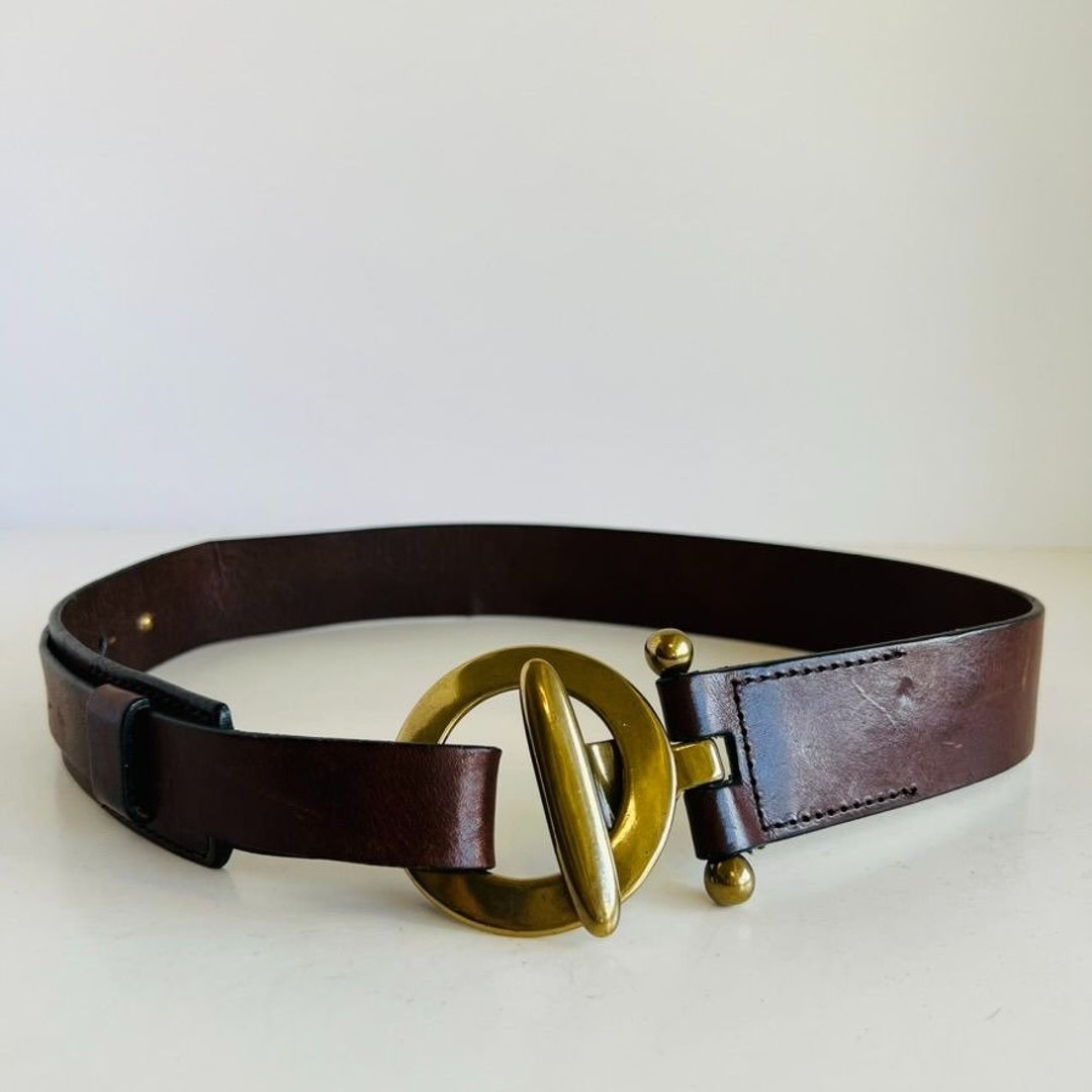 Brown & Brass Adjustable Round Loop Wrap Belt Medium - Etsy