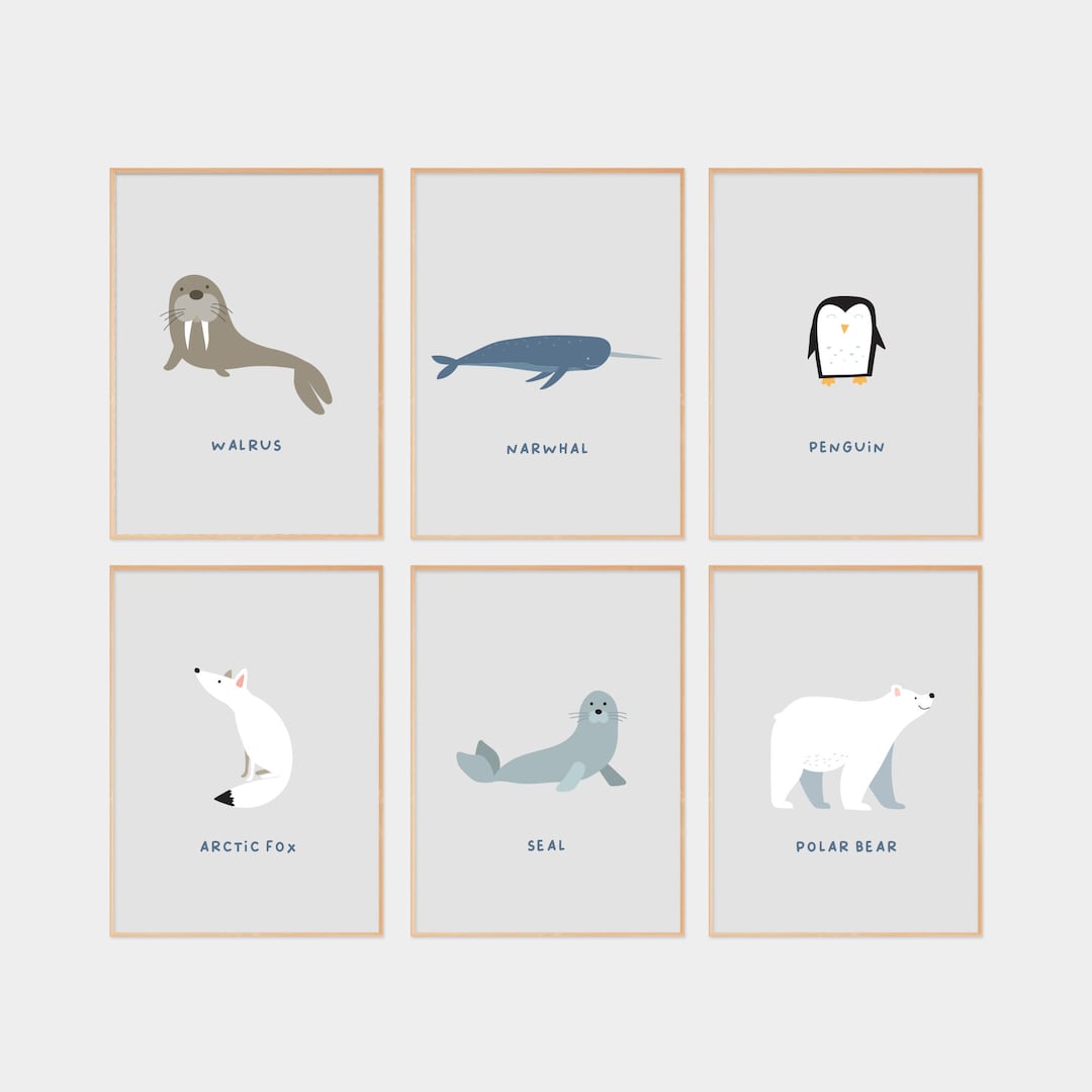Arctic Life Wall Art for Baby's Nursery. Children's Animal Themed ...