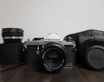 Pentax ME Super 35mm Film Camera Bundle Excellent Plus W/50mm Lens ...