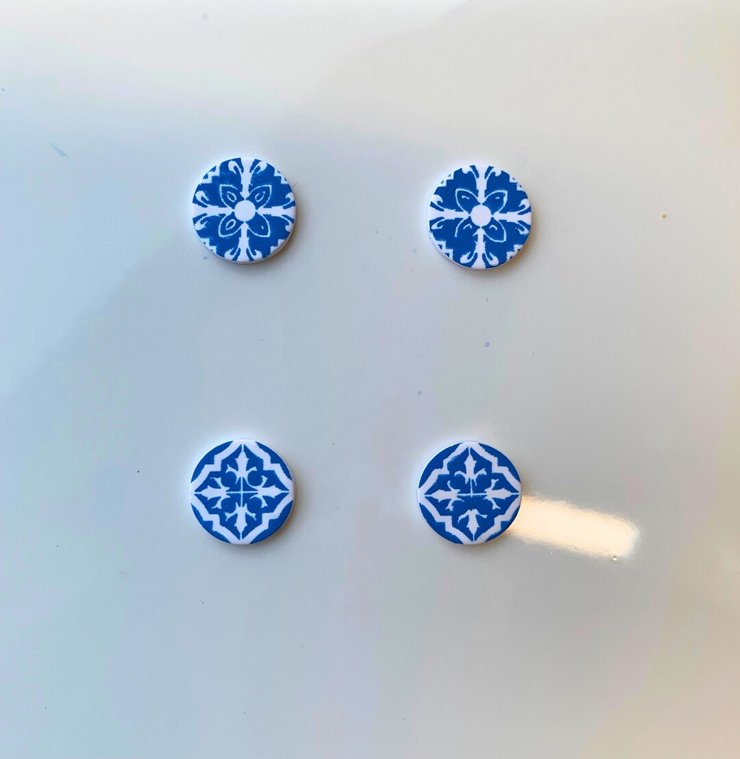 Portuguese Tile Studs - Etsy