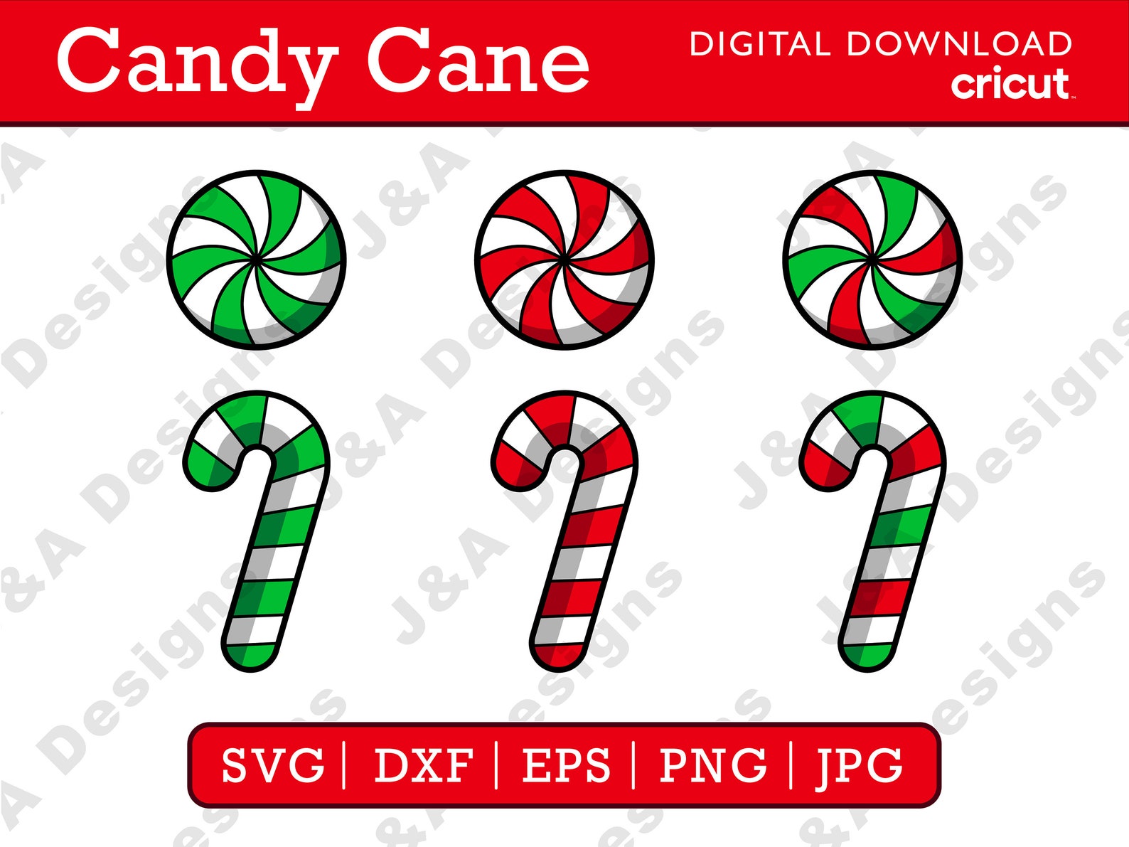 Candy Cane SVG Cricut SVG Bundle Candy Cane Clipart Peppermint Candy ...