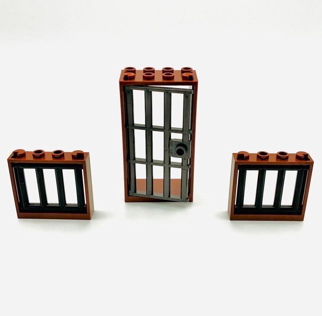 Brown LEGO Jail Door and Windows - Set of 1 Door and 2 Windows With ...