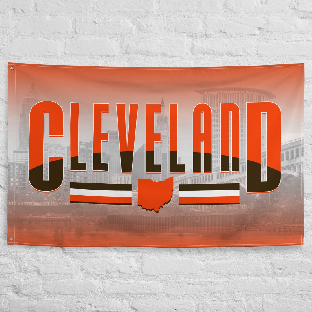 Cleveland Football City Edition Flag 5x3' Single-sided, CLE, Skyline ...