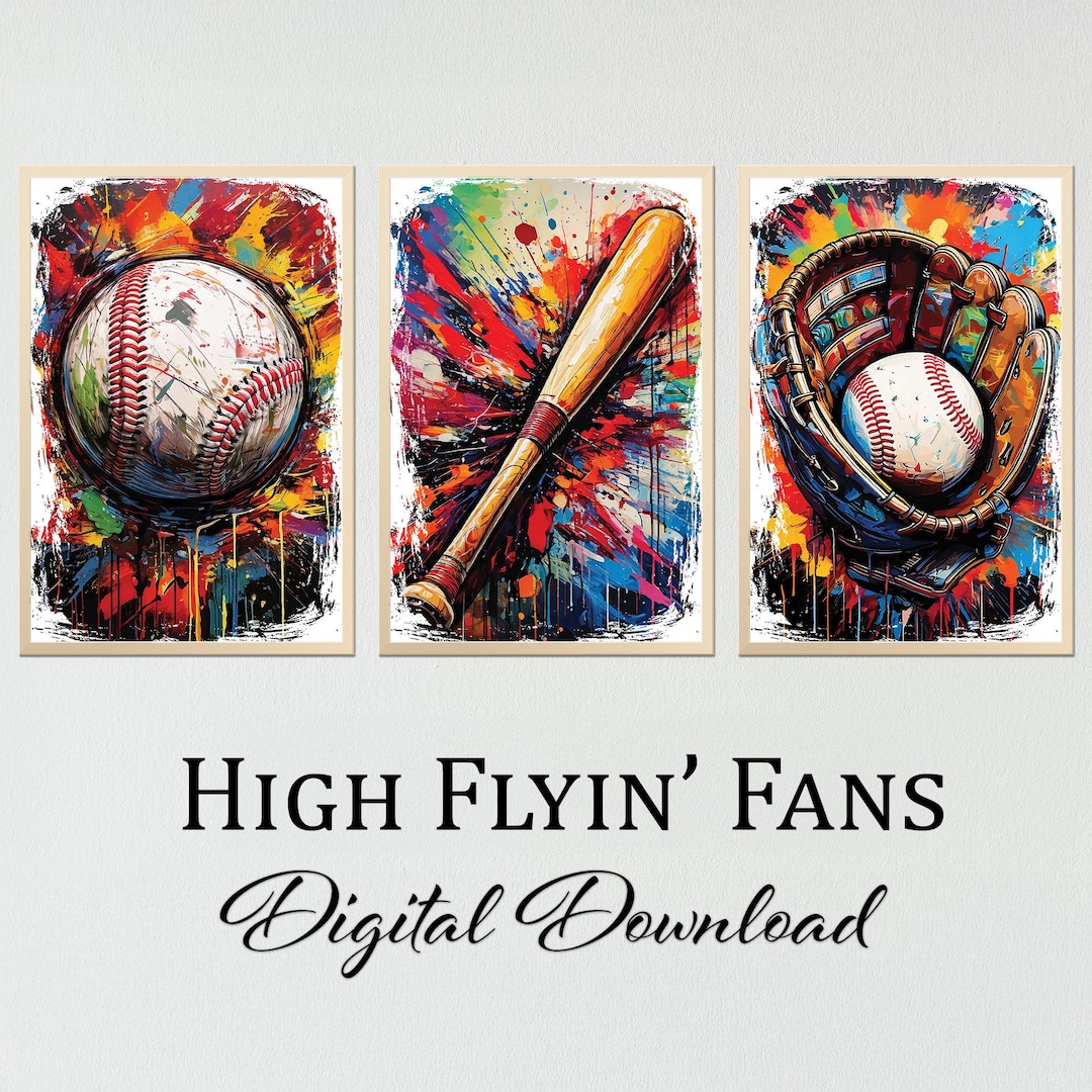 Printable Baseball Graffiti Wall Art, Set of 3, Baseball Decor ...