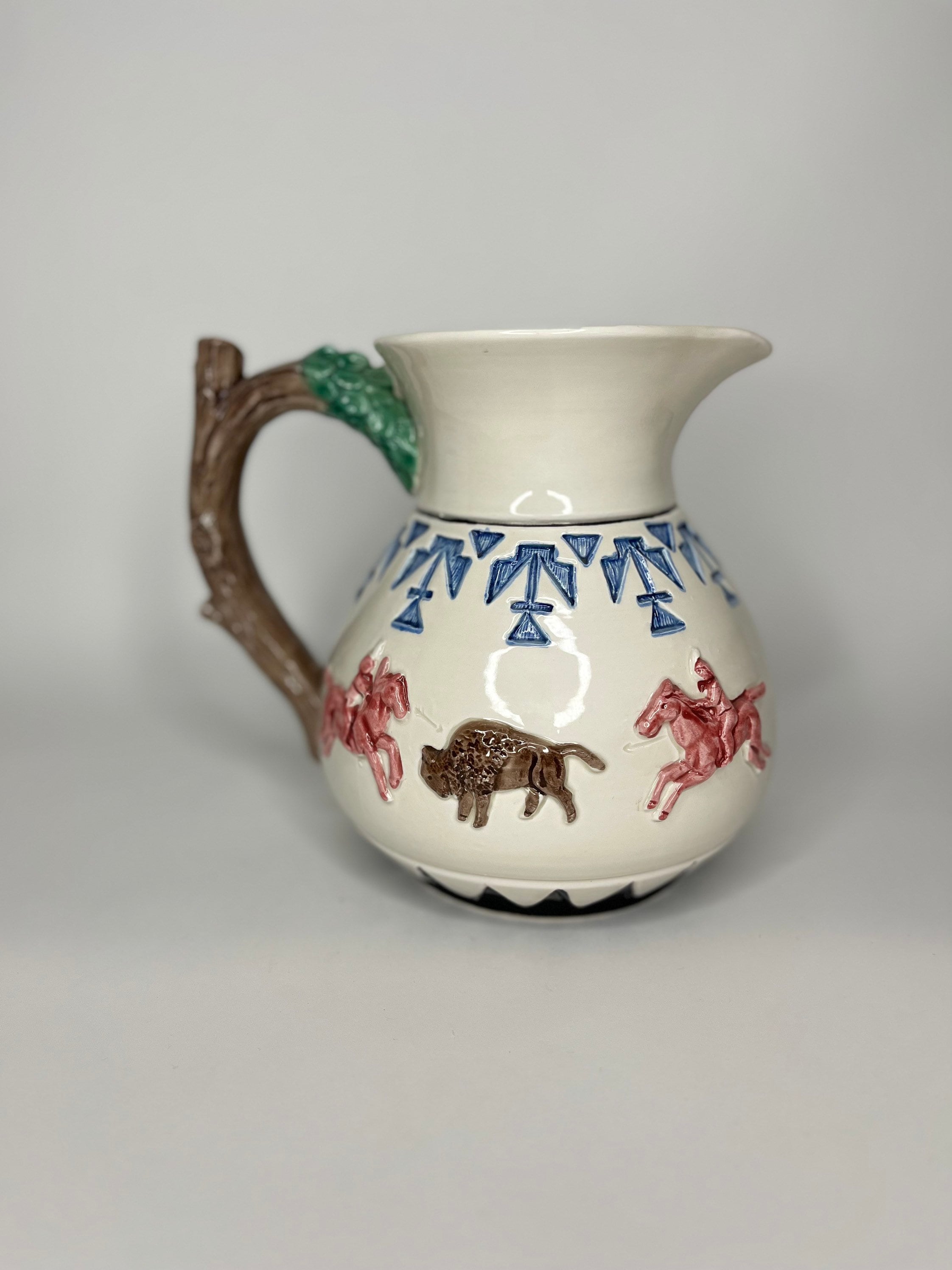 2 Qt Omnibus by Fitz and Floyd Buffalo Hunt Pitcher Vase 7.5” Tall - Etsy