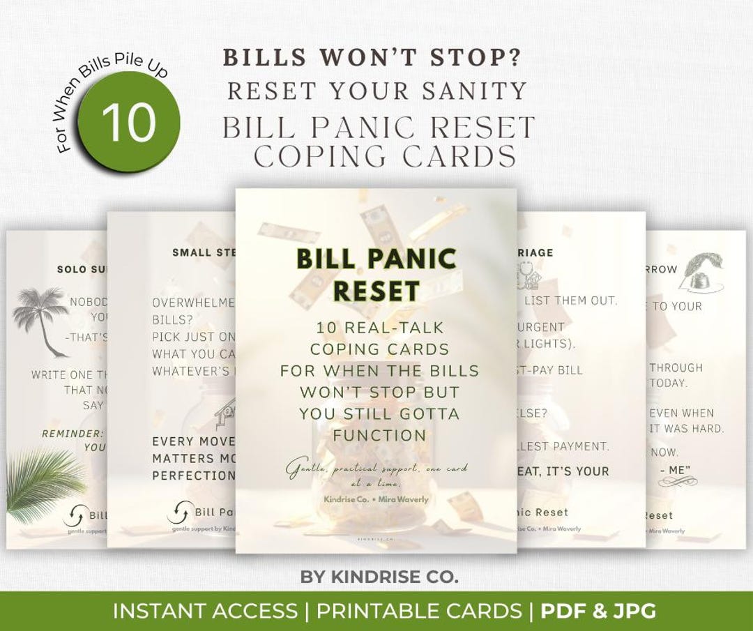 Bill Panic Reset | Money Anxiety Coping Cards | Budget Support ...