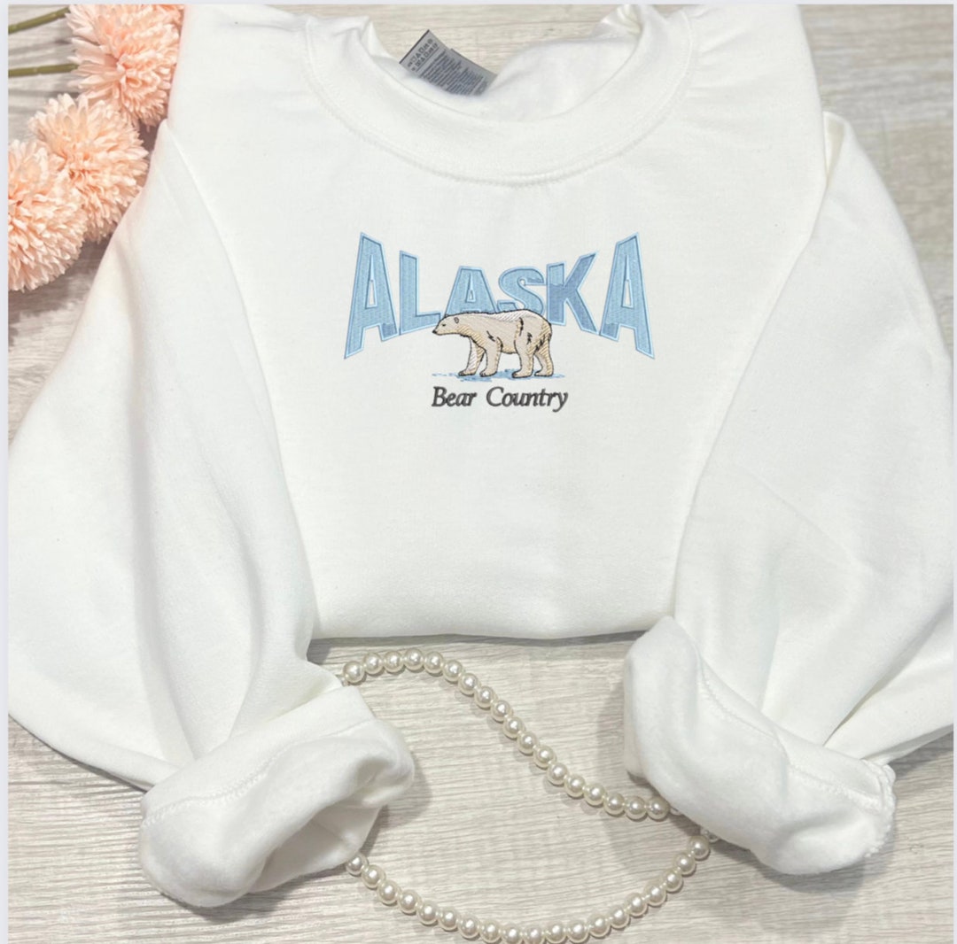 Embroidered Alaska Sweatshirt , Bear Country Sweater , Embroidered ...