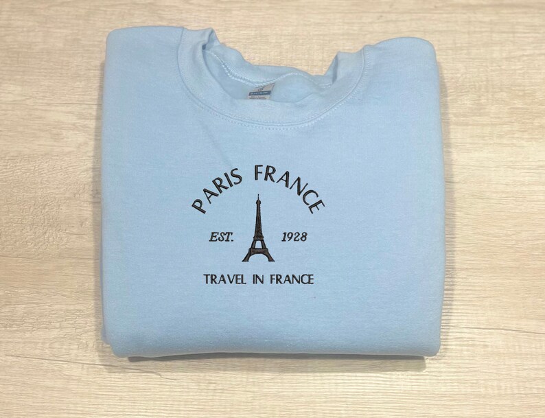 Embroidered Paris France Sweatshirt, Travel in Paris Sweatshirt, Eiffel ...