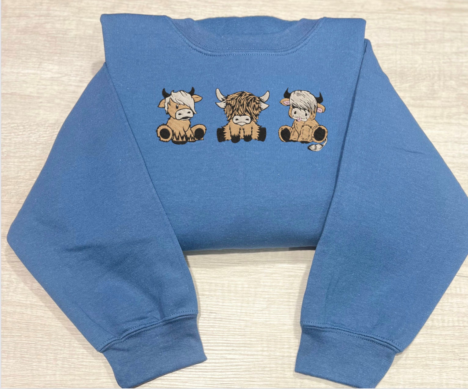 Embroidered Highland Cow Crewneck , Highland Cow Sweatshirt , Western ...