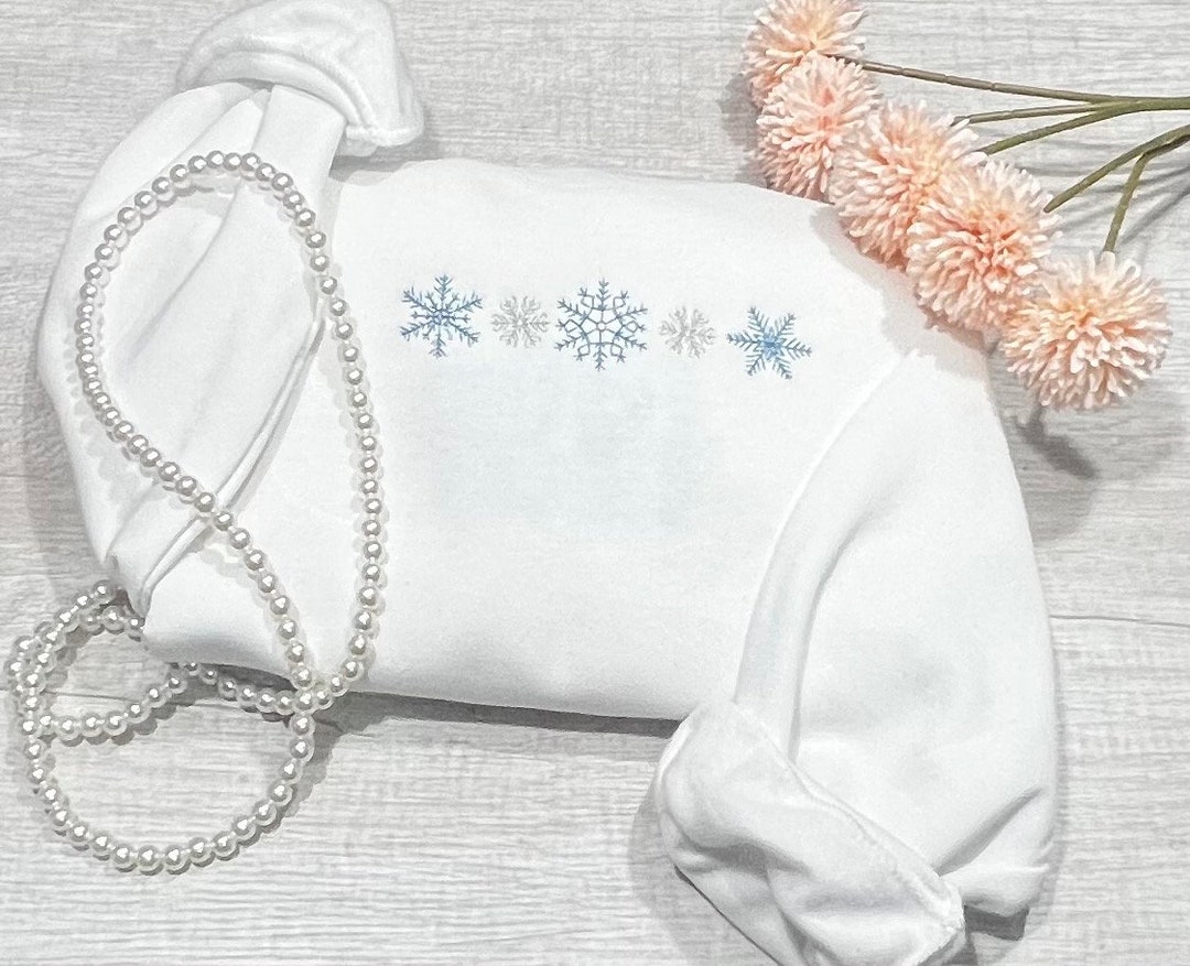 Embroidered Snowflake Sweatshirt Cozy Sweater Winter - Etsy