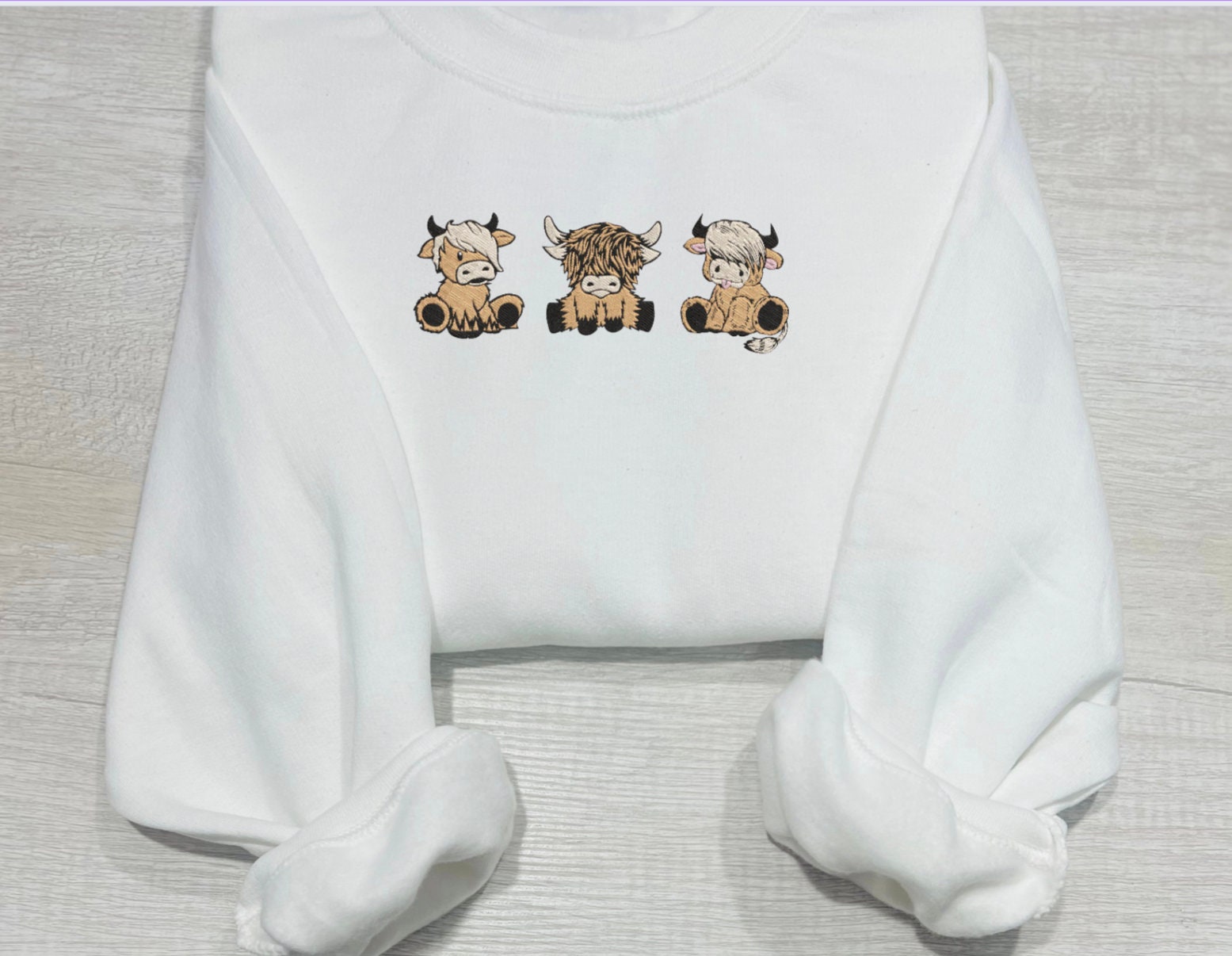 Embroidered Highland Cow Crewneck , Highland Cow Sweatshirt , Western ...