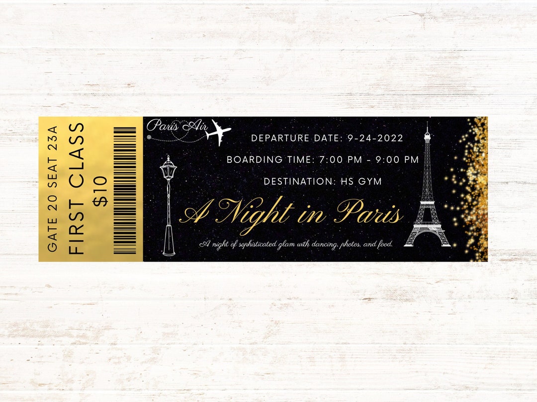 Sophisticated Paris Themed Event Ticket - Etsy