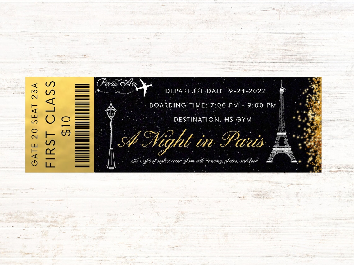 Sophisticated Paris Themed Event Ticket - Etsy