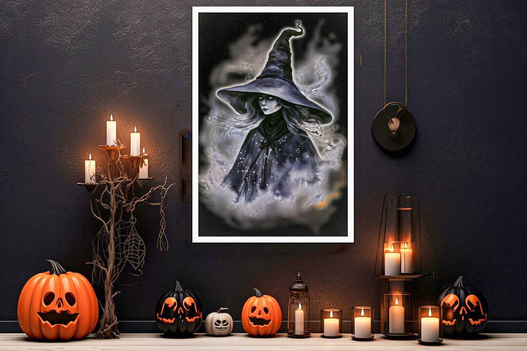 Enchanting Black Witch Art Print Multiple Ratios and - Etsy