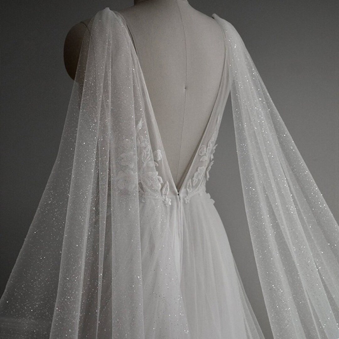 Bling Cathedral Wedding Cape Detachable Sparkling Tulle Cape - Etsy