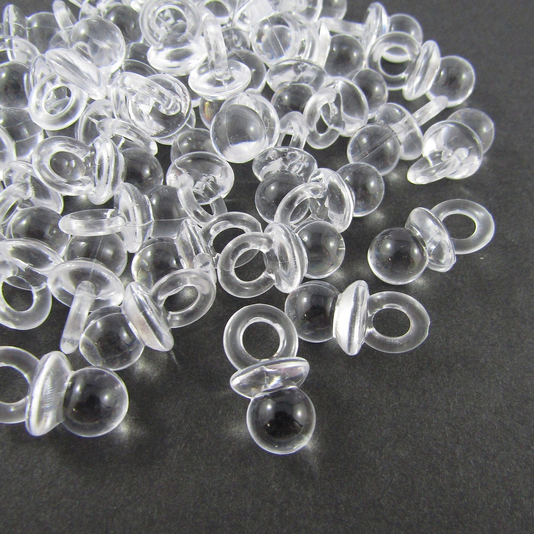 50 PCS Mini Baby Dummies Pacifiers Transparent Baby Shower Party Games ...