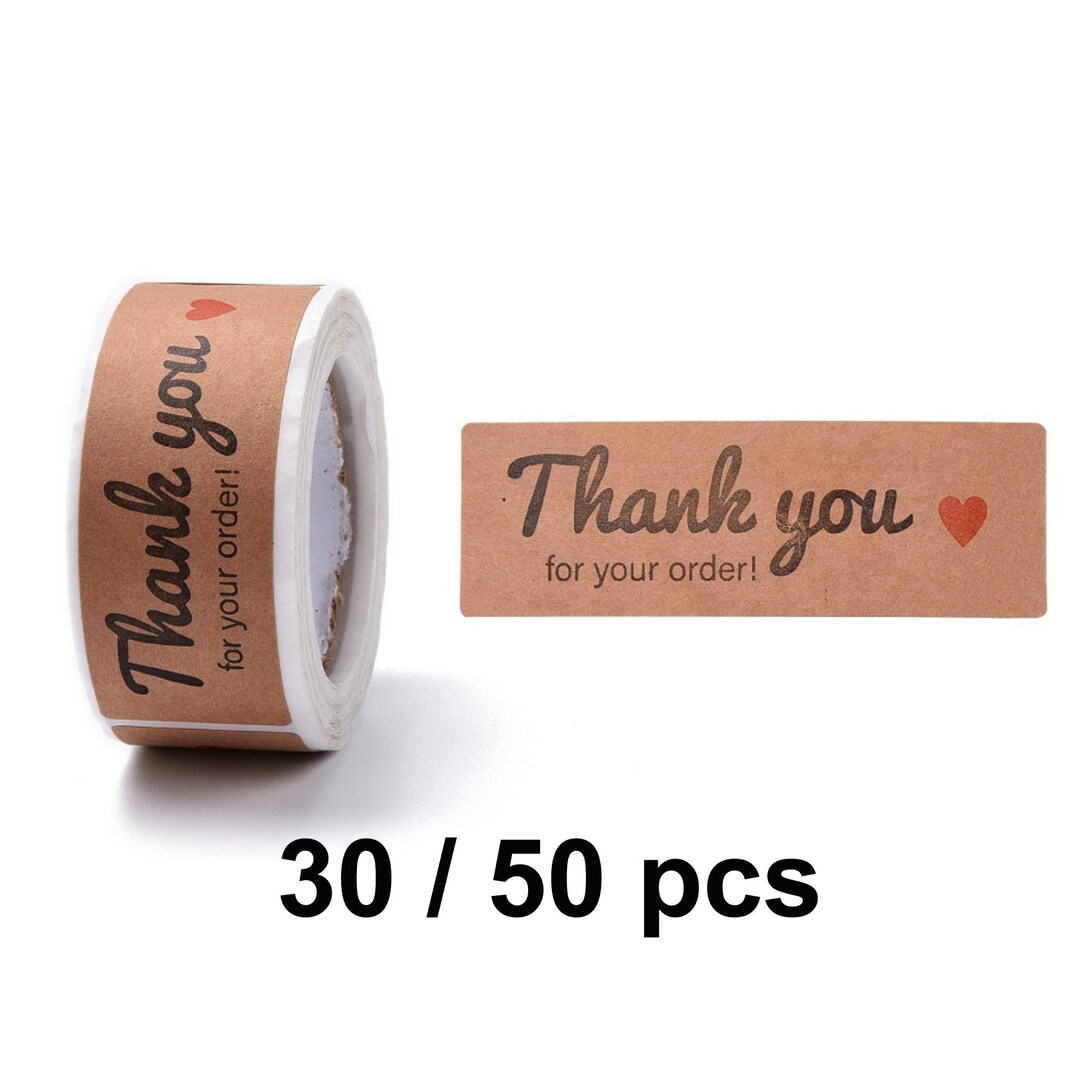 Thank You for Your Order Self Adhesive Paper Sticker Labels 6x3cm ...