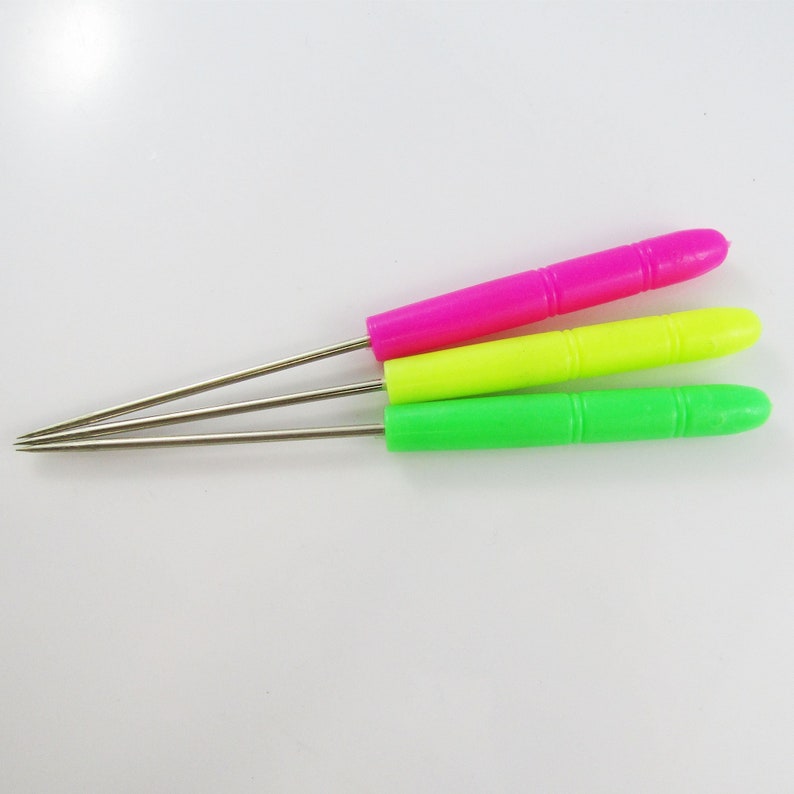 Set of Three Awl Pricker Sewing Tool Plastic Handle Mixed Colour ...