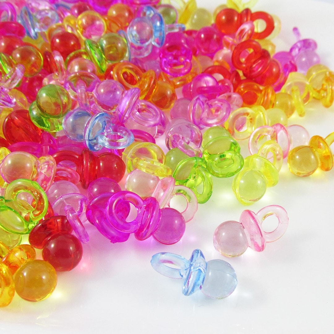 50 PCS Mini Baby Dummies Pacifiers Multicolour Baby Shower Party Games ...