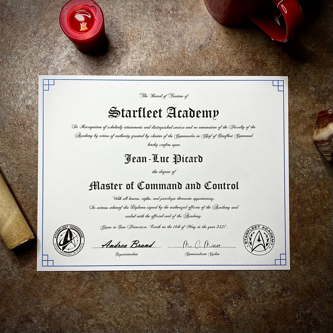 Starfleet Academy (star Trek) Personalized Diploma - Etsy