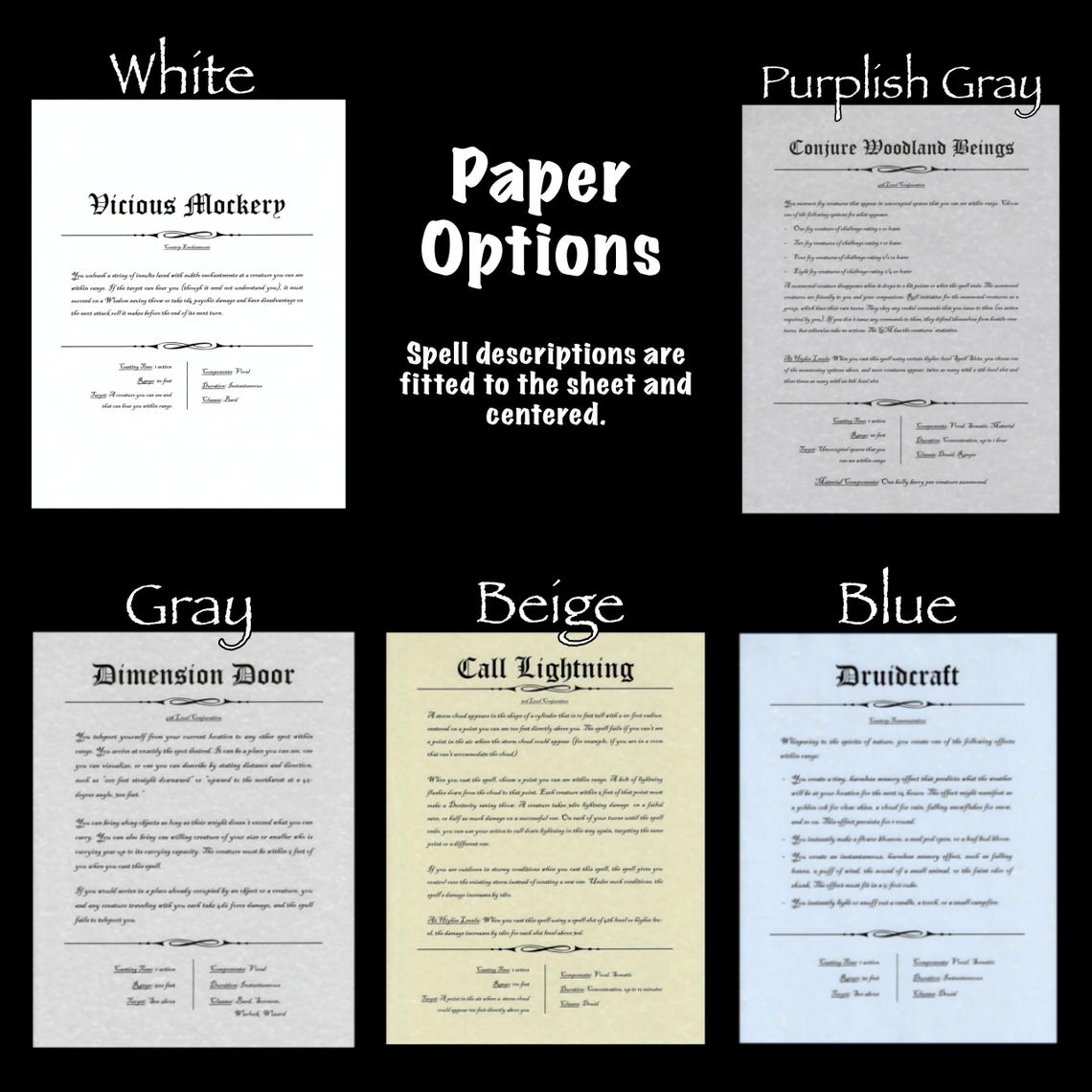 Spell Scroll Printouts for Dungeons & Dragons (5e) - Etsy