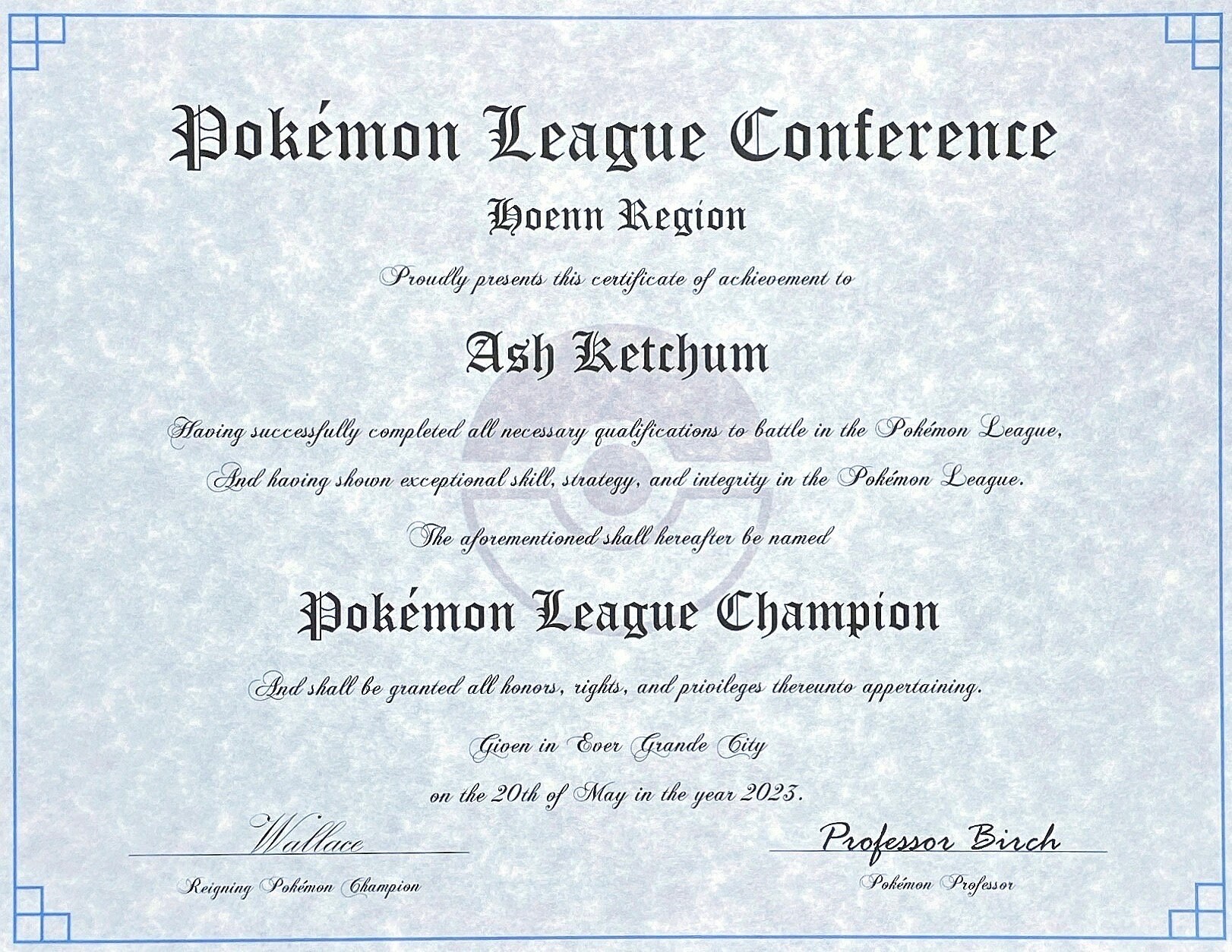 Pokémon League Champion Personalized Certificate - Etsy